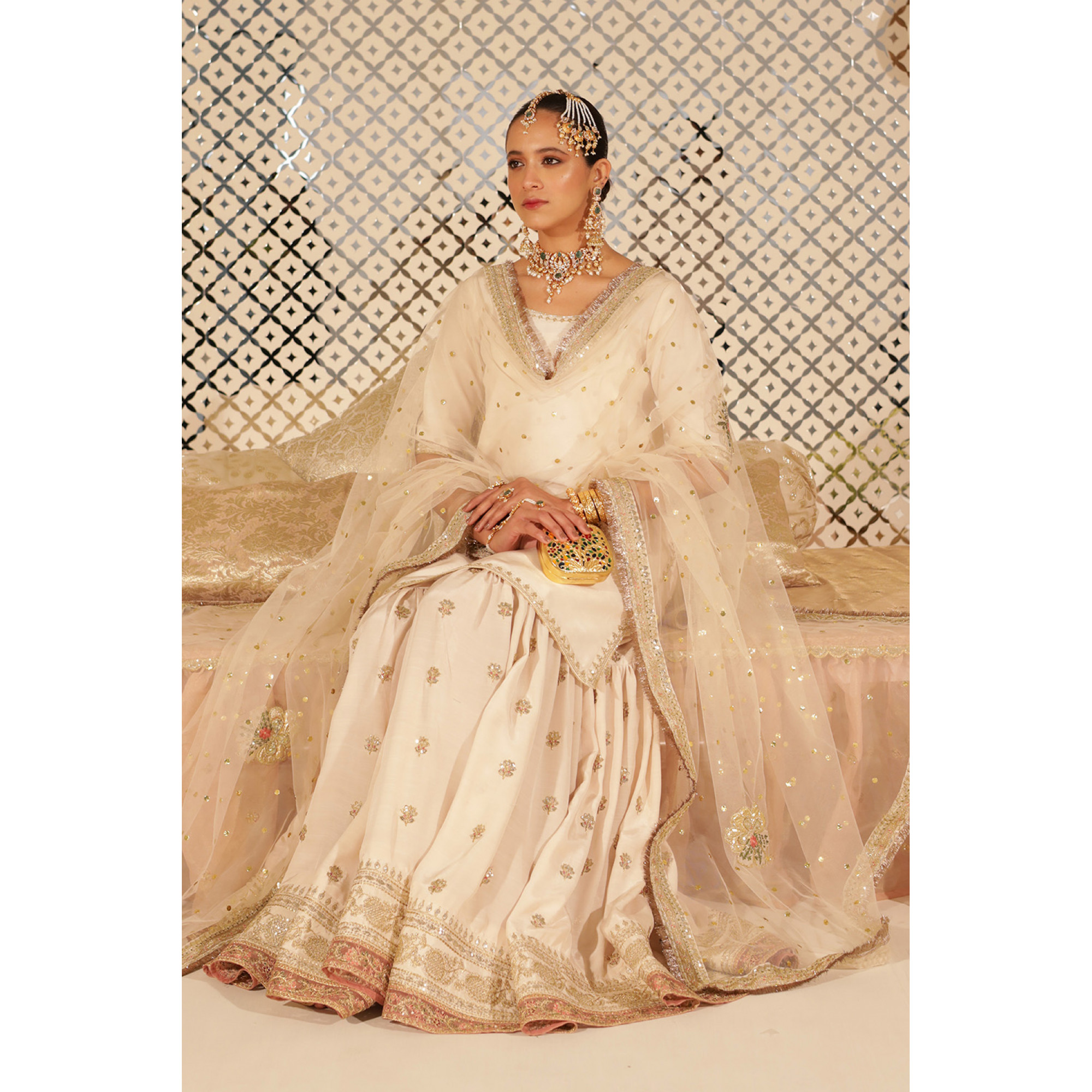 White Gharara outfit