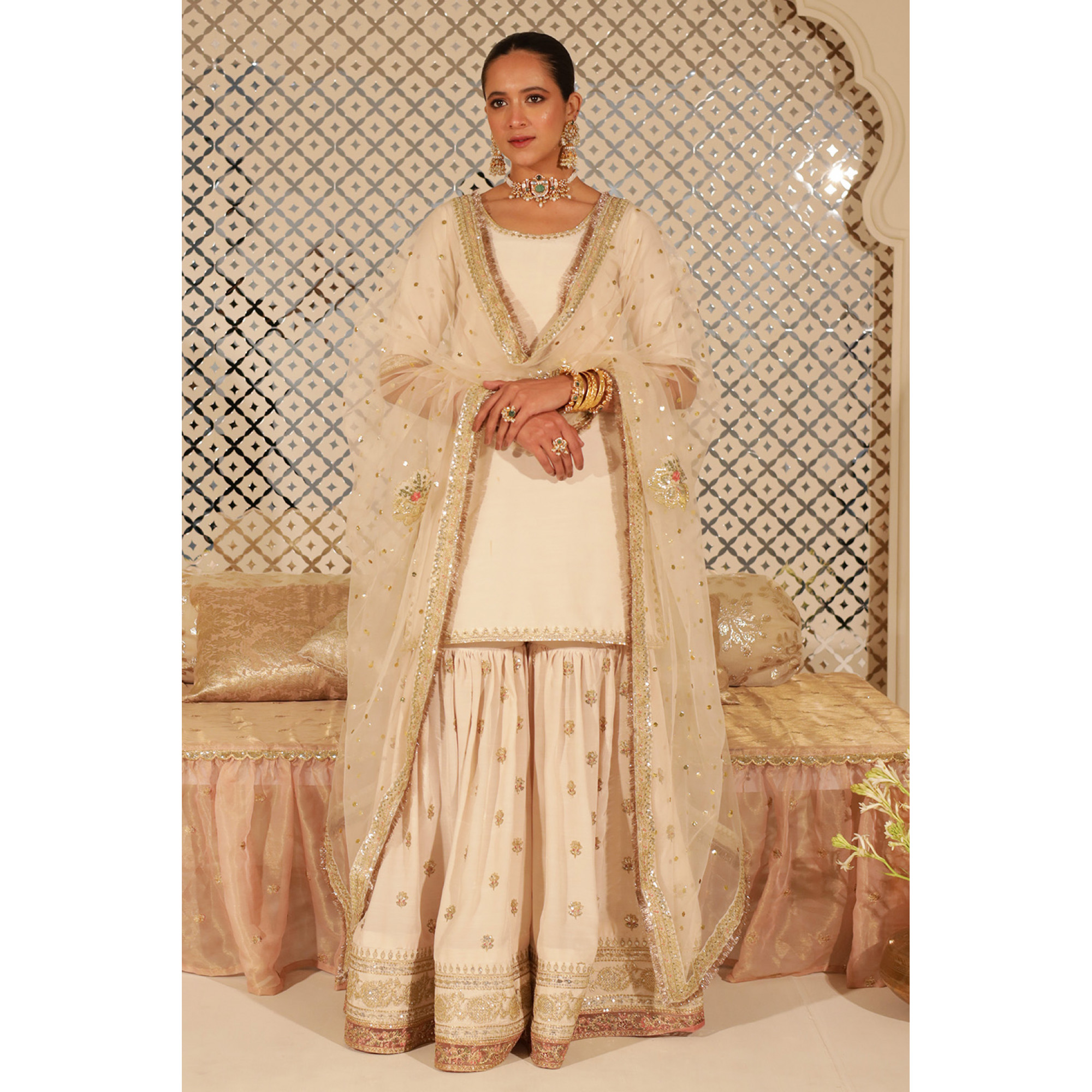 White Gharara outfit
