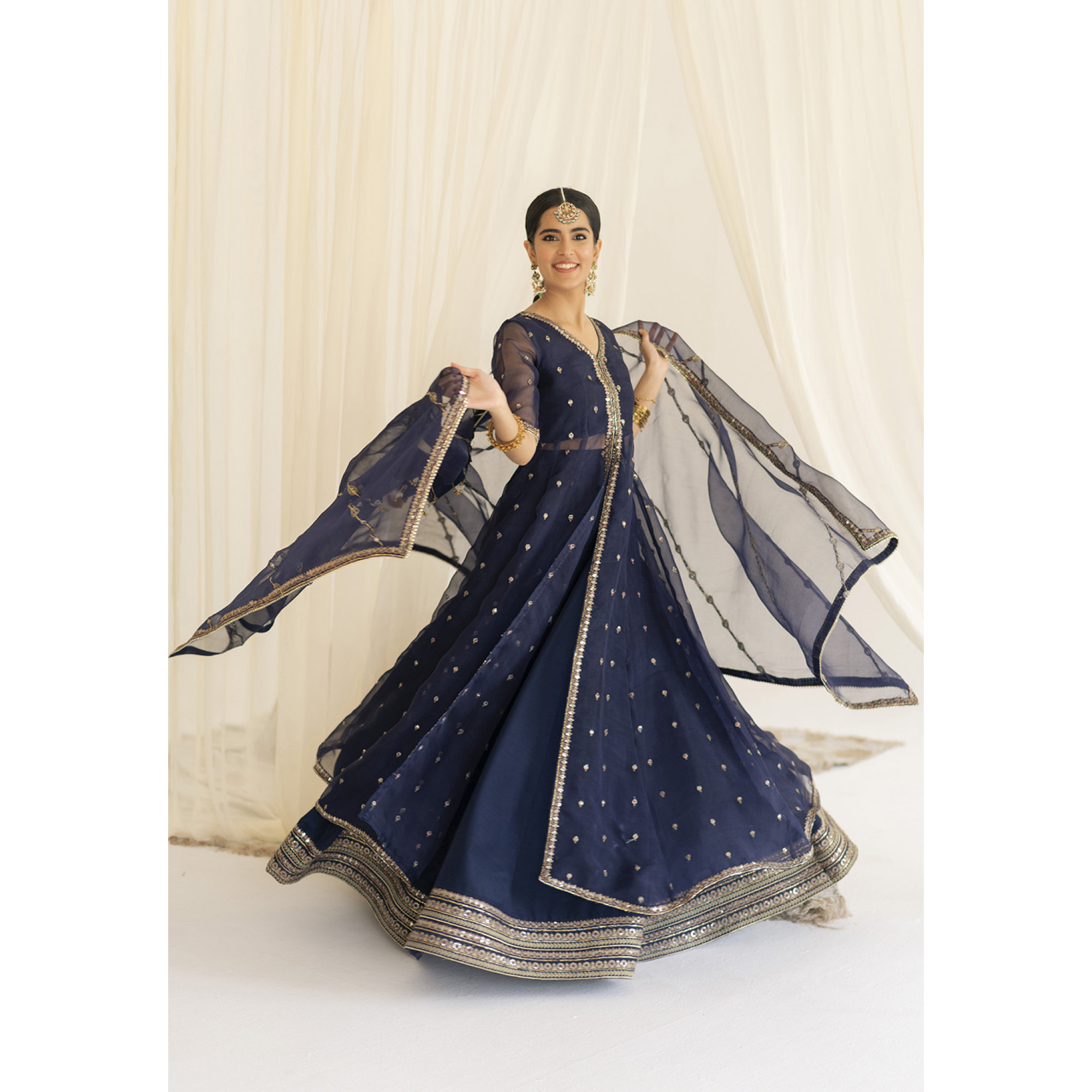Deep Blue Anarkali