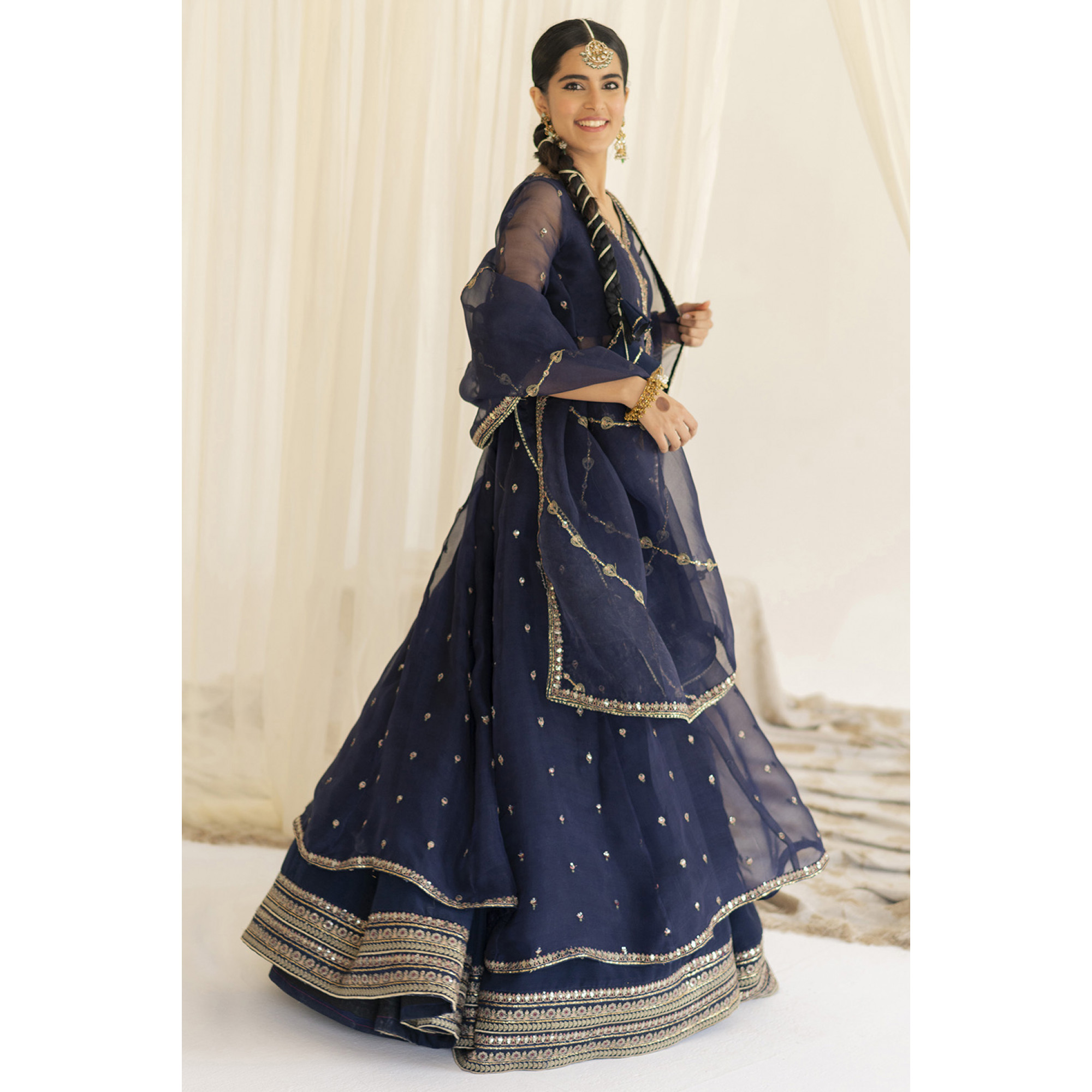 Deep Blue Anarkali